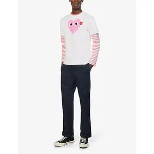 Play Comme Des Garcon Heart Logo-motif Cotton-jersey T-shirt