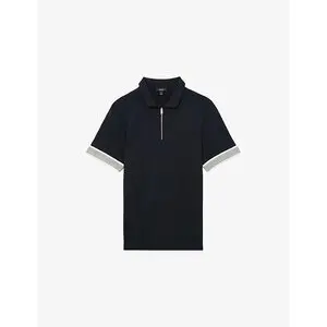 REISS Bruno Half-zip Stretch-woven Polo Shirt