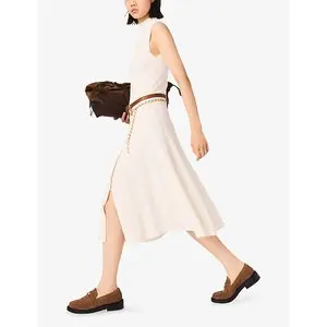 Maje Ribbed High-neck Stretch-knit Midi Dress