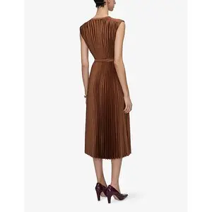 JOSEPH Volta Plissé Woven Midi Dress