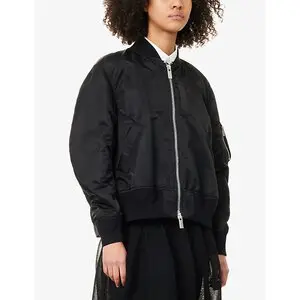 Sacai Relaxed-fit Ruched-sleeves Shell Jacket - Black
