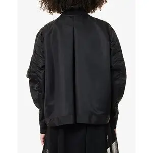Sacai Relaxed-fit Ruched-sleeves Shell Jacket - Black
