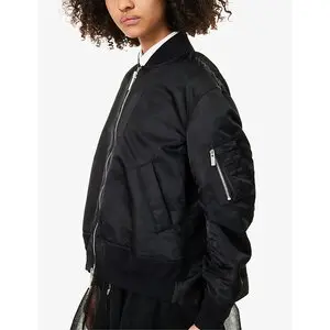 Sacai Relaxed-fit Ruched-sleeves Shell Jacket - Black