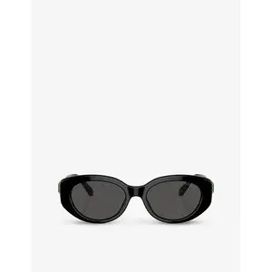 SWAROVSKI Oval-frame Gem-embellished Sunglasses - Black