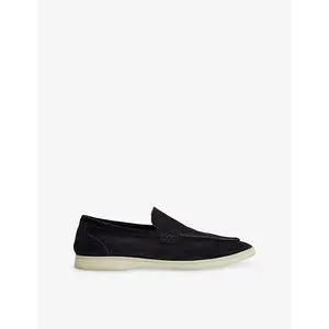 REISS Suede Slip-on Loafers - Navy