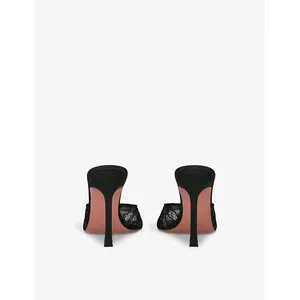 Amina Muaddi Alexa Heeled Lace Mules
