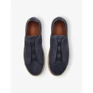 Zegna Triple Stitch Suede Espadrilles - Blue