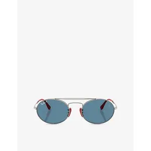 Ray-ban X Scuderia Ferrari Round-frame Metal Sunglasses - Silver
