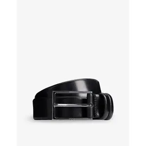 BOSS Branded Leather Belt - Black
