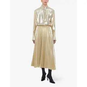 JOSEPH Essai Pleated Silk-blend Midi Skirt