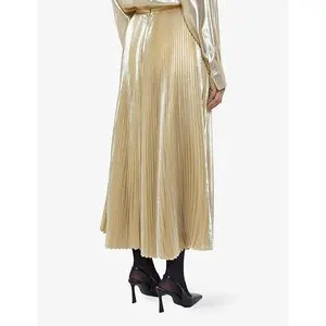 JOSEPH Essai Pleated Silk-blend Midi Skirt