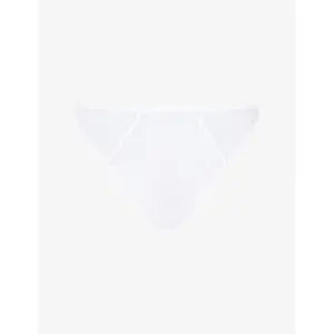 Agent Provocateur Rosia Bow-embroidered Mid-rise Woven Briefs - White