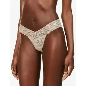 Hanky Panky Signature Lace Low-rise Stretch-jersey Thong - Chai