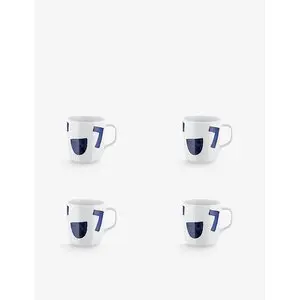 ALESSI Itsumo Square-handle Porcelain Mugs Set Of Four 8.9cm - Blue
