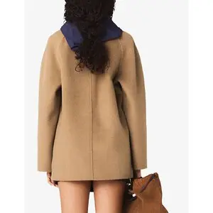 Maje Wool-blend Coat With Removable Hood - Beige