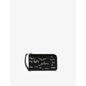 Zadig&Voltaire Zv Graffiti Leather Card Holder - Black