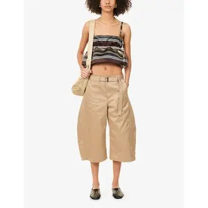 Sacai Wide-leg Belted Cotton Chino Shorts