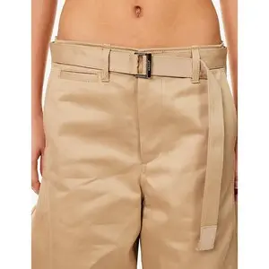 Sacai Wide-leg Belted Cotton Chino Shorts