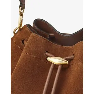 JIMMY CHOO Cinch Suede Shoulder Bag - Tan/gold
