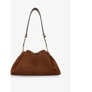 JIMMY CHOO Cinch Suede Shoulder Bag - Tan/gold