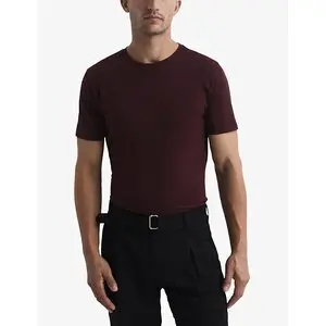REISS Bless Crewneck Cotton-jersey T-shirt - Bordeaux