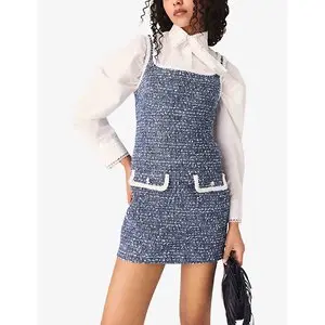 Maje Square-neck Tweed Mini Dress