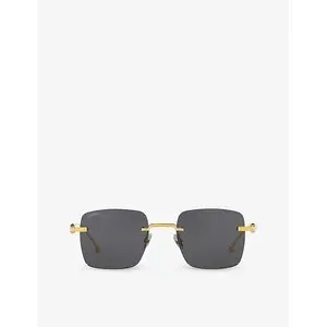 Cartier Rectangle-frame Titanium Sunglasses - Gold
