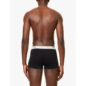BOSS Branded Waistband Stretch-cotton Boxer Trunks - Black