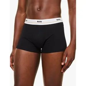 BOSS Branded Waistband Stretch-cotton Boxer Trunks - Black