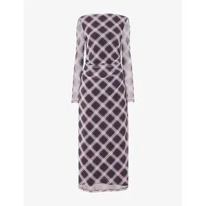 Whistles Check Mesh Midi Dress