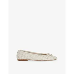DUNE Woven Leather Ballet Flats - Ecru Leather