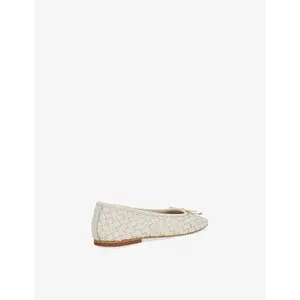 DUNE Woven Leather Ballet Flats - Ecru Leather