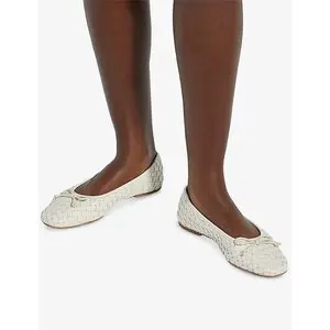 DUNE Woven Leather Ballet Flats - Ecru Leather