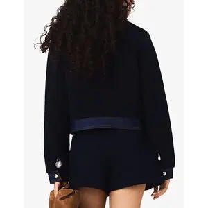 Maje Denim-trim Bouclé Woven Jacket