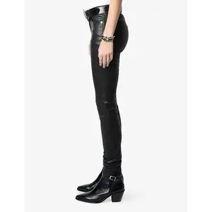 Zadig&Voltaire Phlame Low-rise Slim-leg Leather Trousers