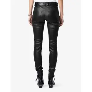 Zadig&Voltaire Phlame Low-rise Slim-leg Leather Trousers