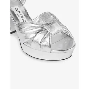 JIMMY CHOO Heloise 80 Metallic Leather Heeled Sandals