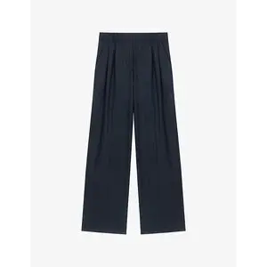 Maje Pinstriped Wide-leg Wool-blend Trousers