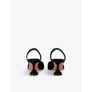 Amina Muaddi Holli 70 Suede Slingback Heels - Black