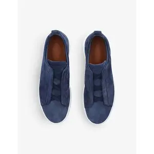 Zegna Triple Stitch Low-top Suede Trainers - Blue