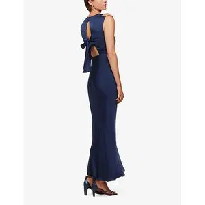 Whistles Cowl-neck Tie-back Satin Maxi Dress