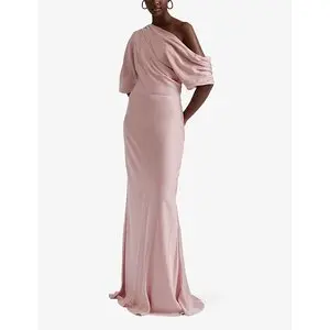 MALINA Marisa Asymmetric-neck Draped Maxi Dress - Blush