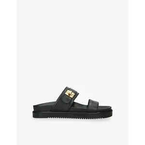 Steve Madden Take Two Leather Sandals With Branded Hardware - Black