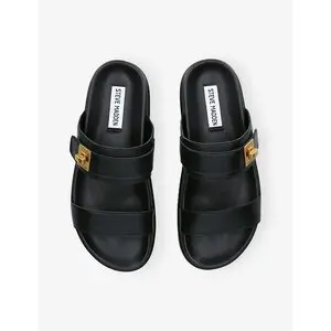 Steve Madden Take Two Leather Sandals With Branded Hardware - Black