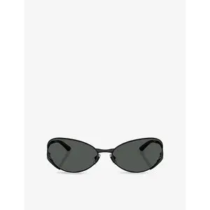 Versace Ve2285 Oval-frame Metal Sunglasses - Black