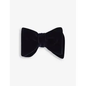 REISS Double Layered Velvet Bow Tie - Navy