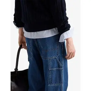 Prada Triangle-logo Light Denim Cargo Jeans