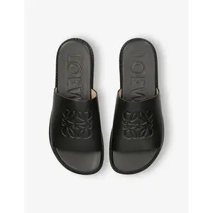 Loewe Flex Anagram Leather Sliders - Black