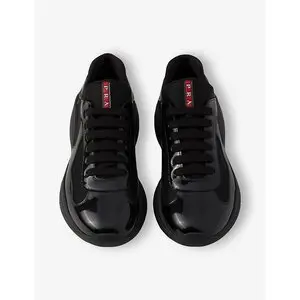 Prada America's Cup Patent-leather Low-top Trainers - Black