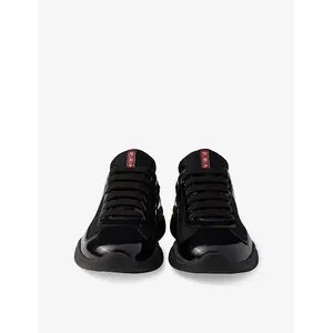 Prada America's Cup Patent-leather Low-top Trainers - Black